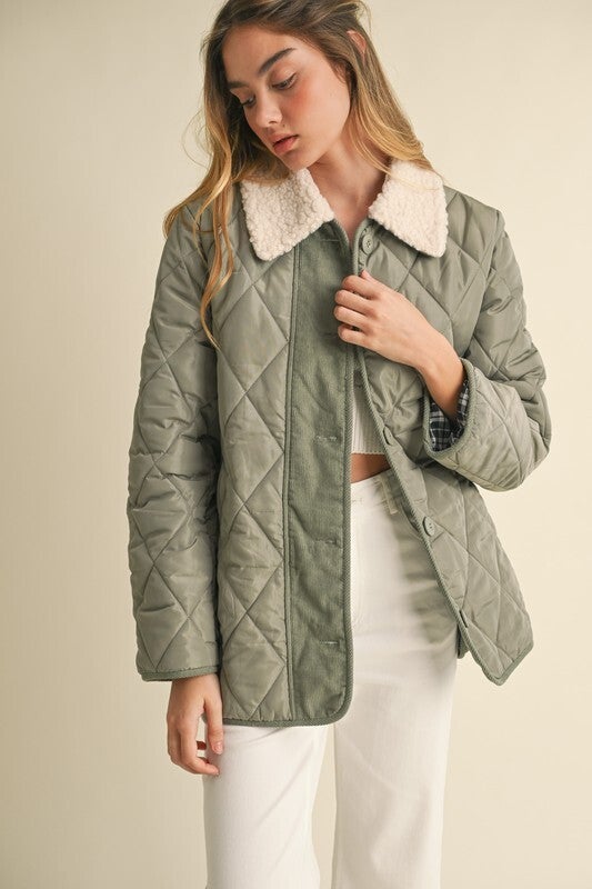 Quilted and Corduroy Combo Jacket | Maison Garrison | Women's Online ...