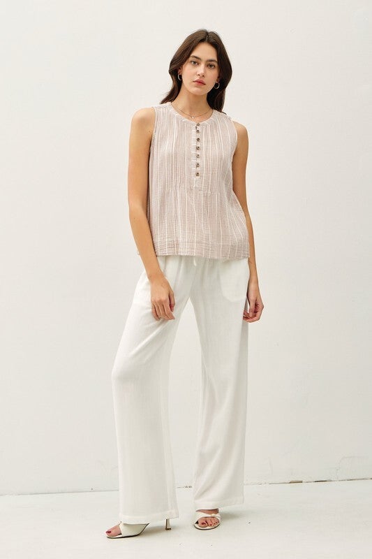 Cotton Gauze Henley Tank | Maison Garrison | Women's Online Boutique