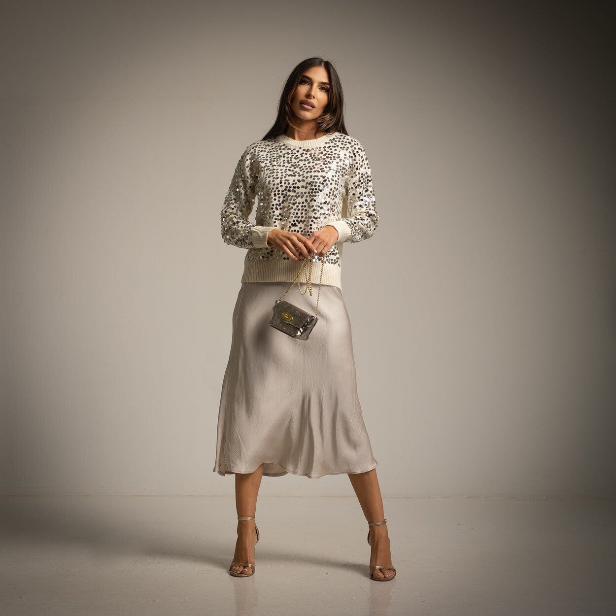 Soft Silver Sequin Sweater | Maison Garrison | Women's Online Boutique